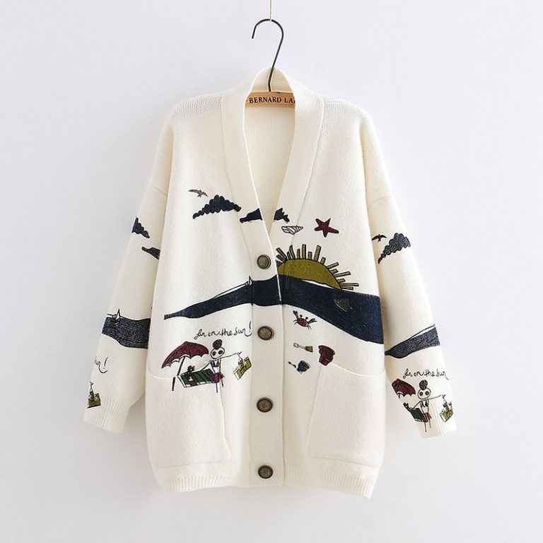 Japanese Mori Girl V-neck Cardigan - PokeKawa