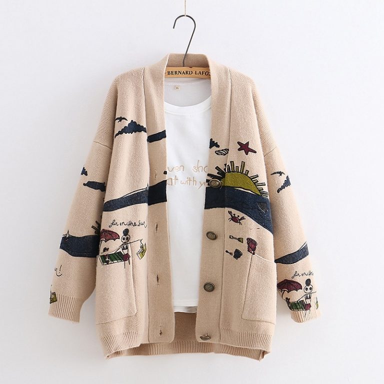 Japanese Mori Girl V-neck Cardigan - PokeKawa