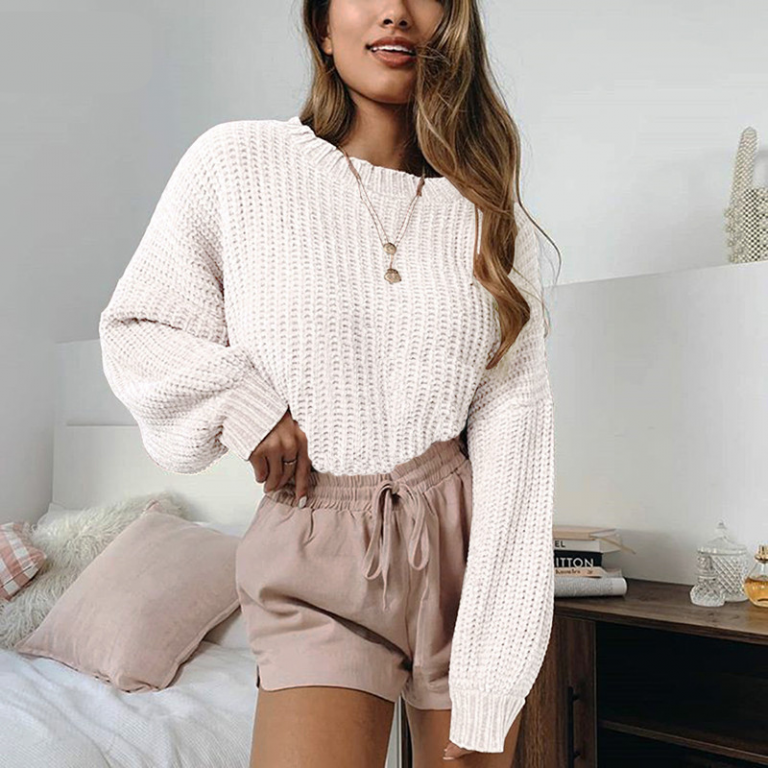 Pink Short Loose Sweater - PokeKawa