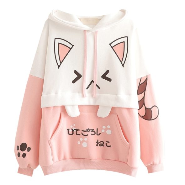 Pink Japanese Cat Ears Sweatshirt - PokeKawa
